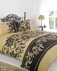 OHS Asha Duvet Quilt Bedding Bed In A Bag Cushion Cover Runner - Black ...