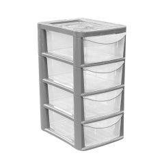 OHS Small 4 Drawer Storage Tower Unit - Grey
