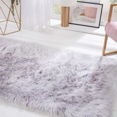 Sienna Faux Fur Rug, Silver - 80 x 150cm