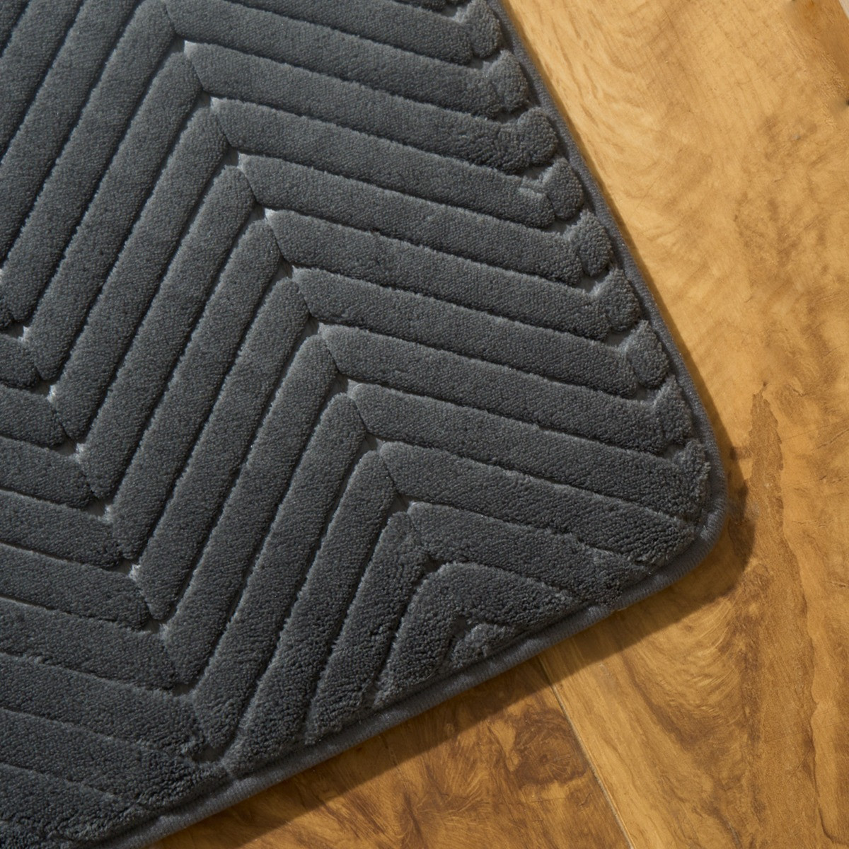 OHS Chevron Embossed Plush Foam Bath Mat - Charcoal