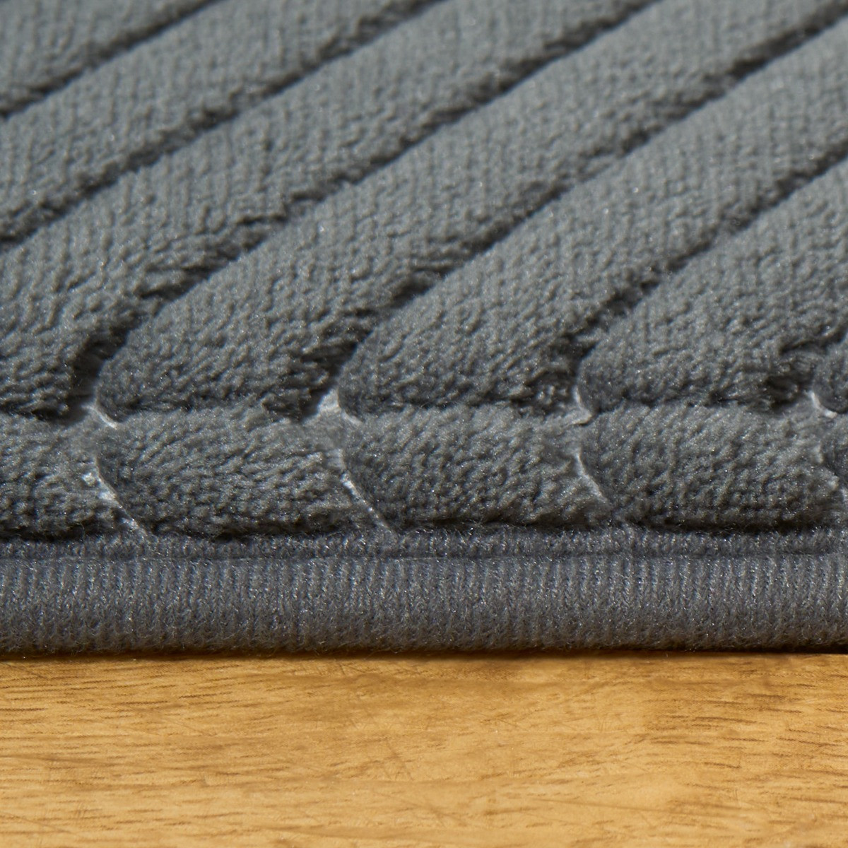 OHS Chevron Embossed Plush Foam Bath Mat - Charcoal