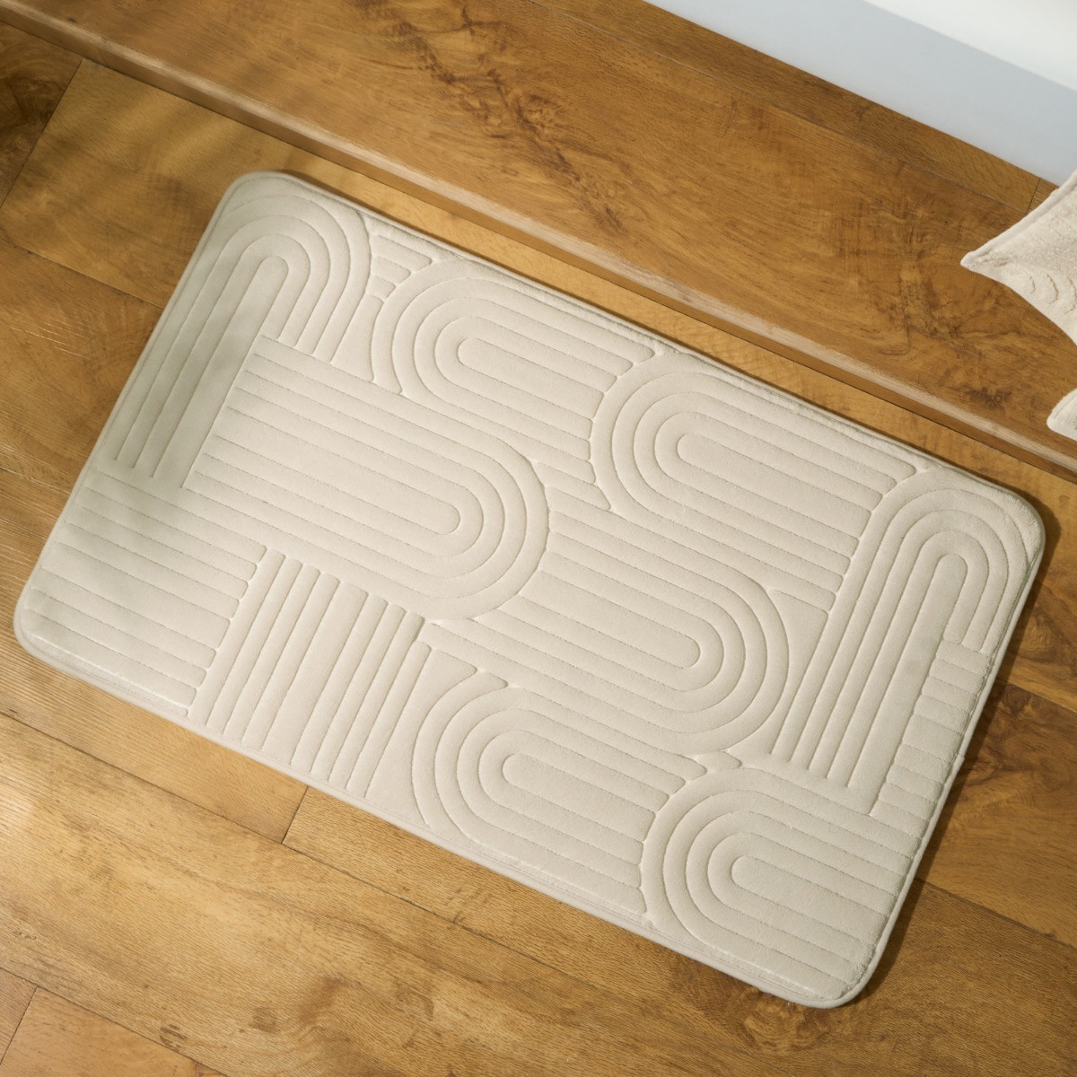 OHS Arch Embossed Plush Foam Bath Mat - Cream