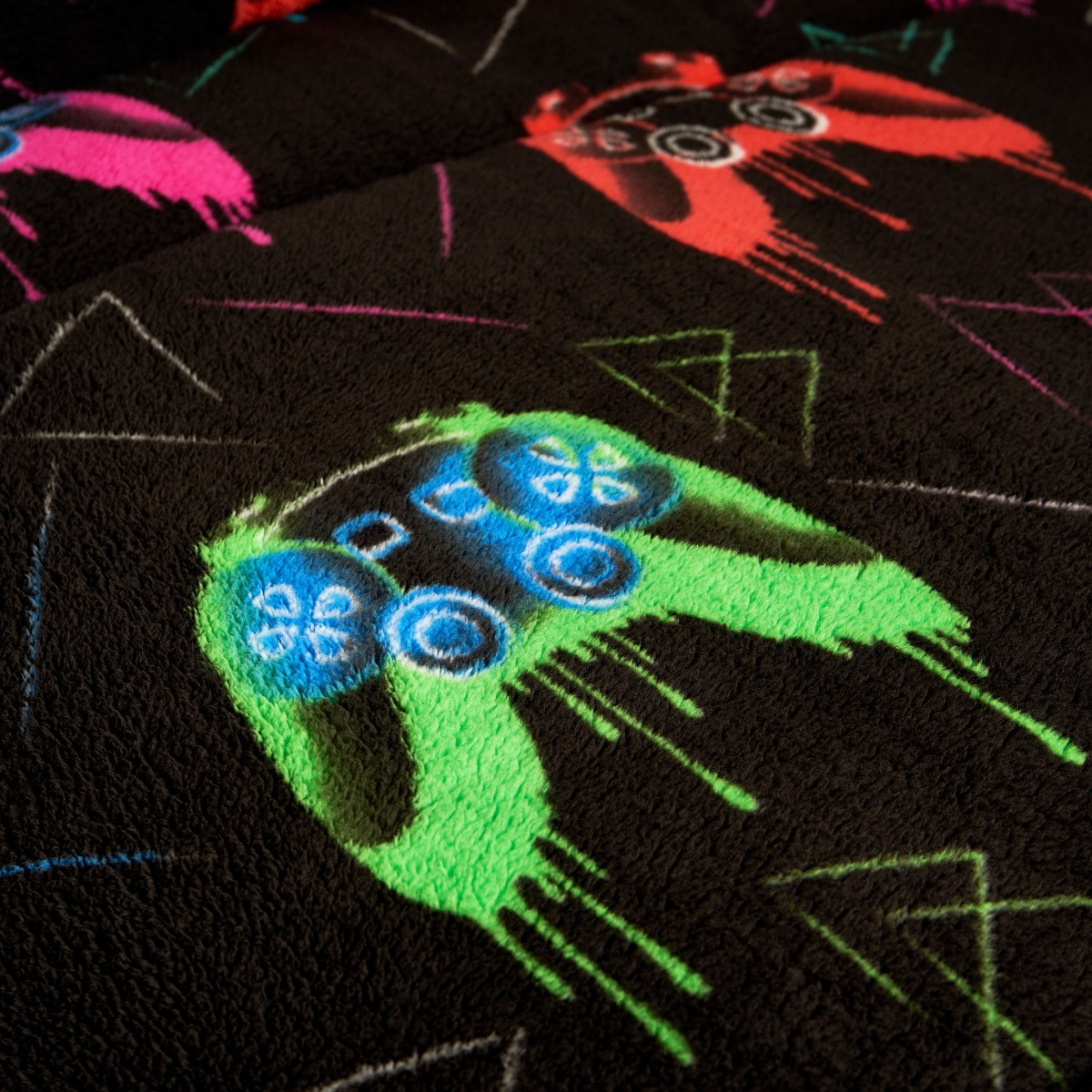 OHS Coverless Teddy Gaming 10.5 Tog Duvet Set - Black