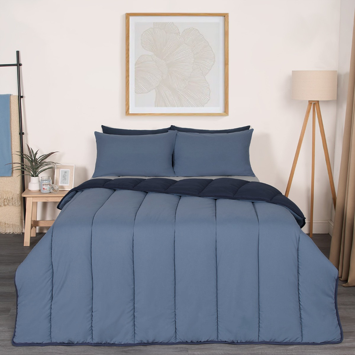OHS Coverless 10.5 Duvet & Pillowcase, Navy/Blue - King