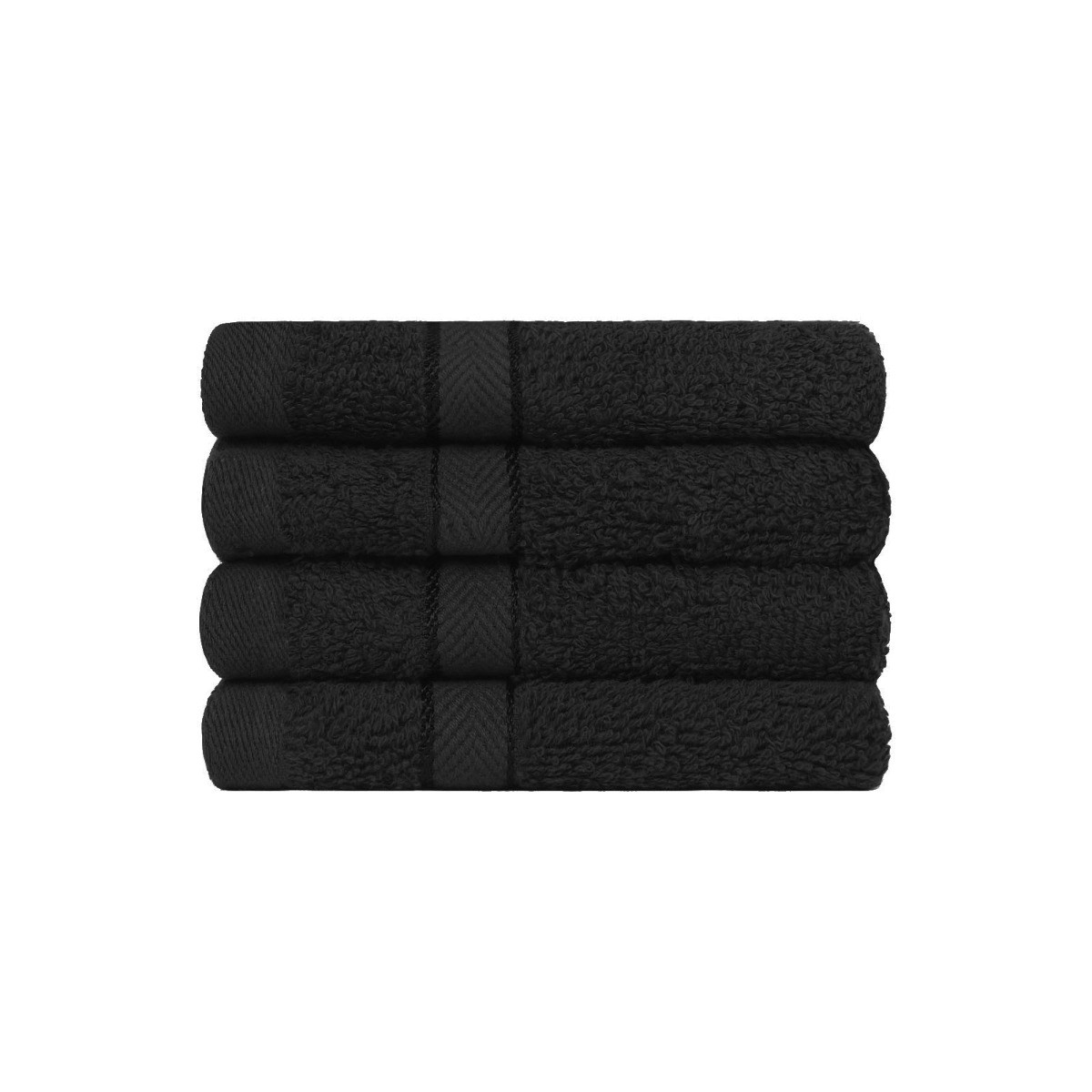 Brentfords 100% Cotton 4 Pack Face Cloths - Black