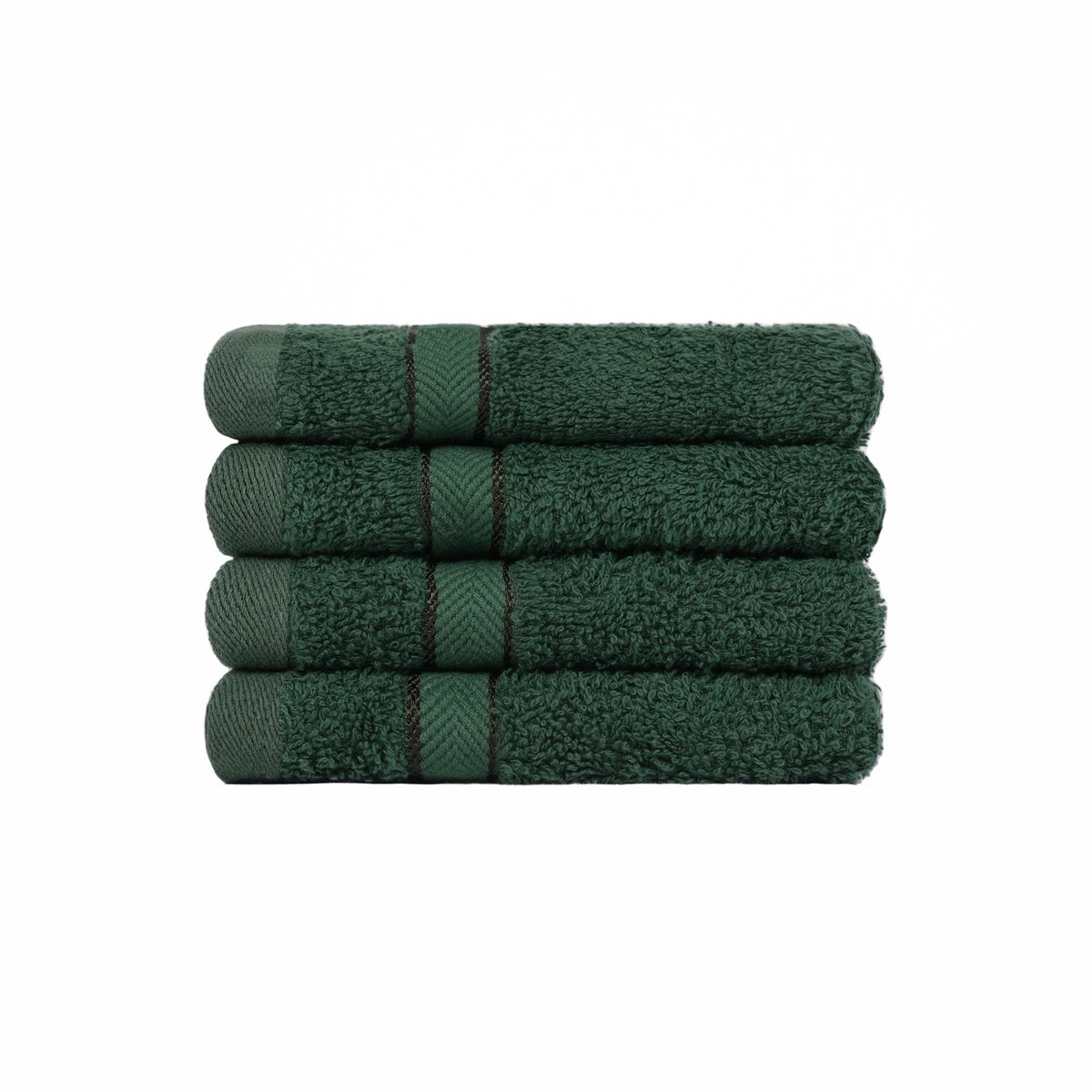 Brentfords 100% Cotton 4 Pack Face Cloths - Forest Green