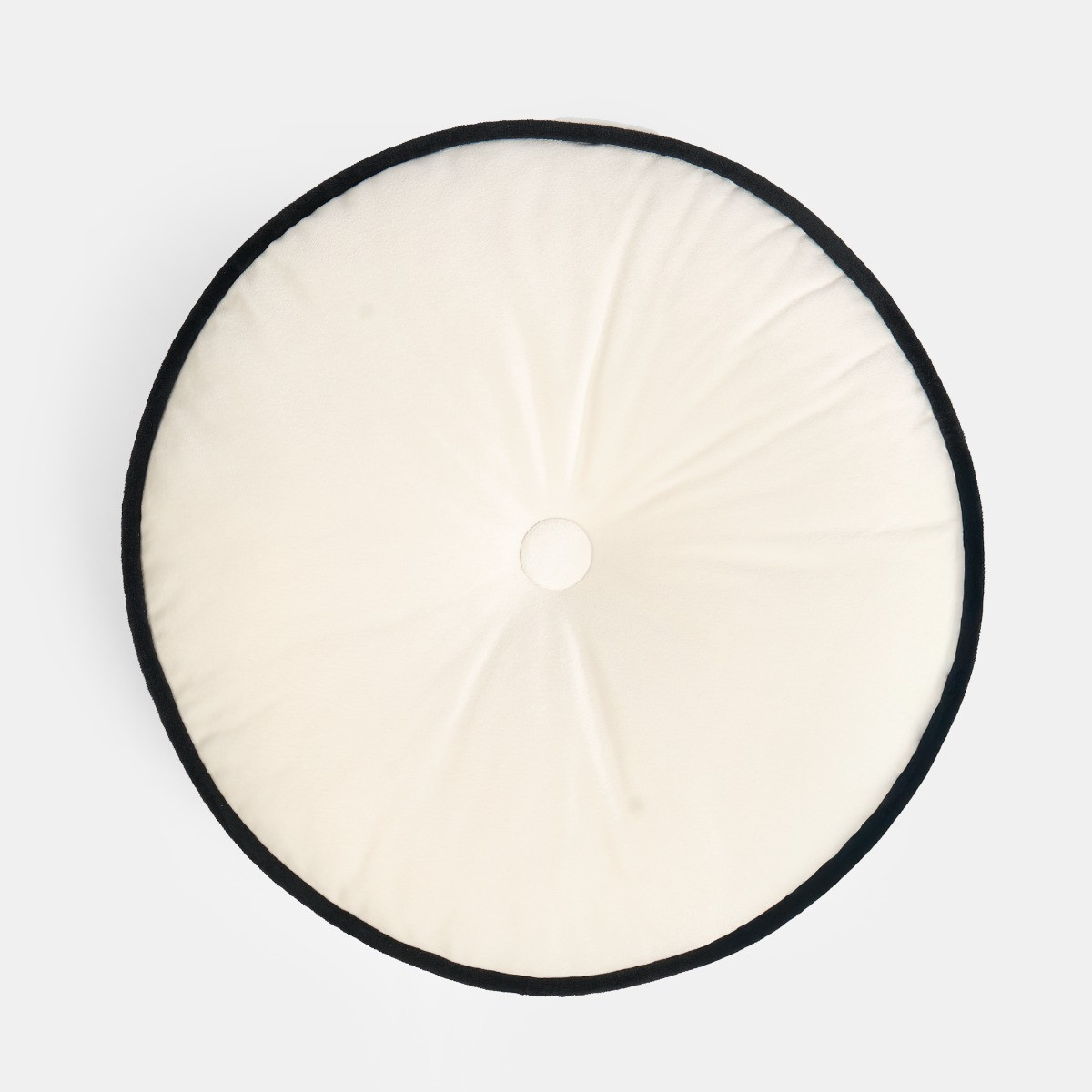 OHS Velvet Round Shaped Cushion - Cream/Black