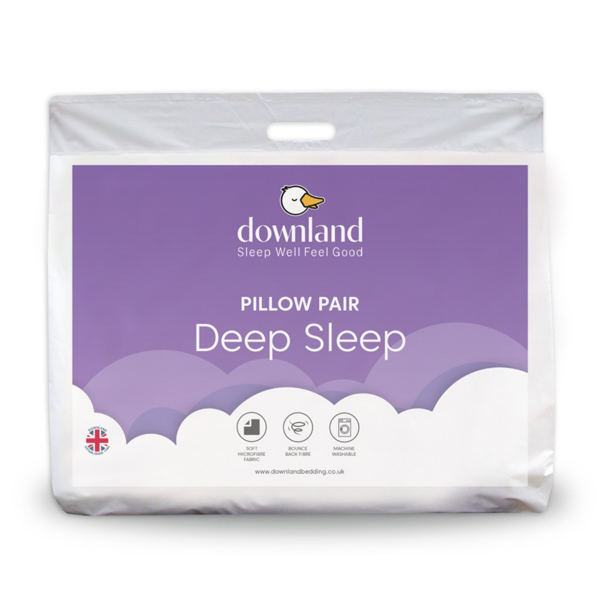 Downland Deep Sleep Pillow, White - 2pk