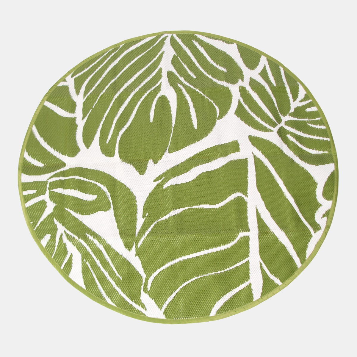 OHS Circle Tropical Print Outdoor Rug, Green/White - 170cm