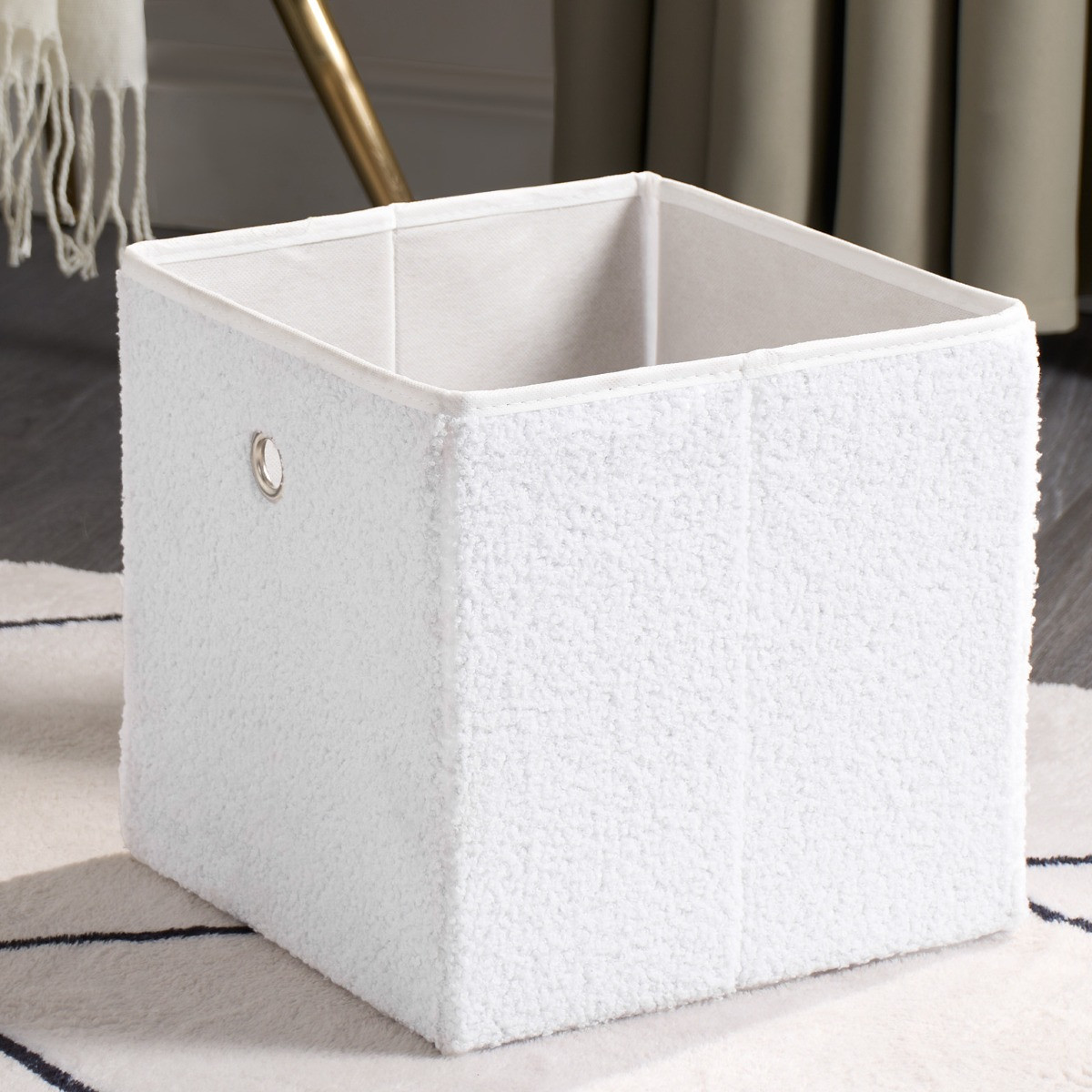 OHS Boucle Cube Storage Boxes, 2 Pack - White