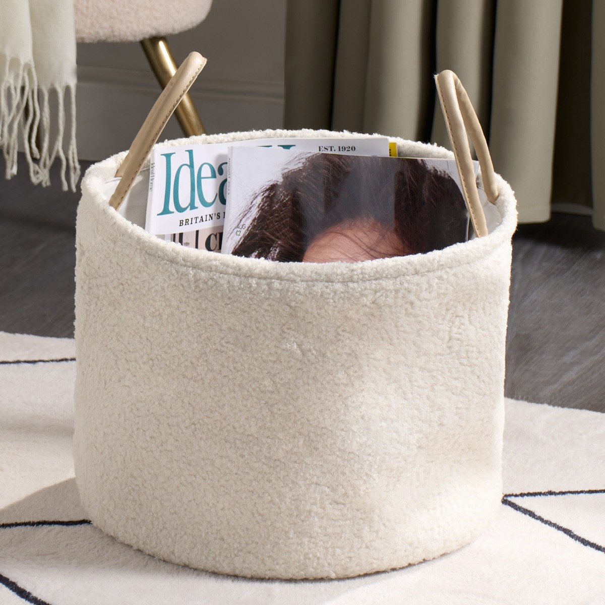 OHS Bouclé Storage Basket - Cream