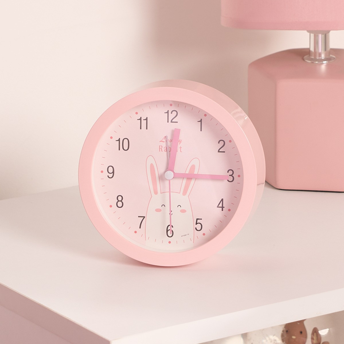 OHS Kids Small Rabbit Bedside Clock - Blush