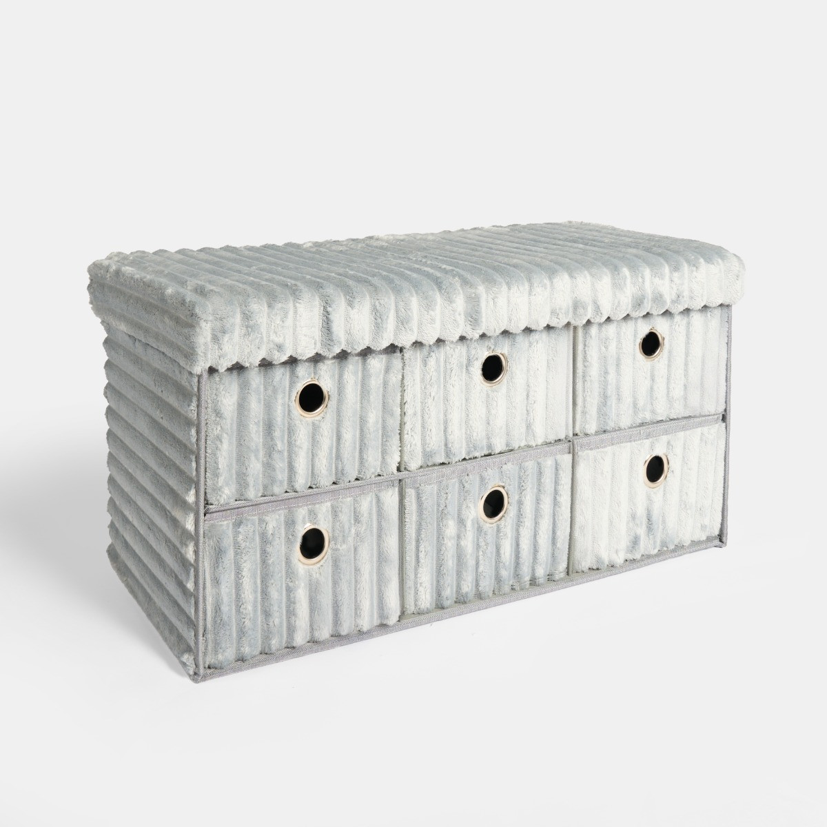 OHS Ribbed 6-Drawer Storage Chest - Grey