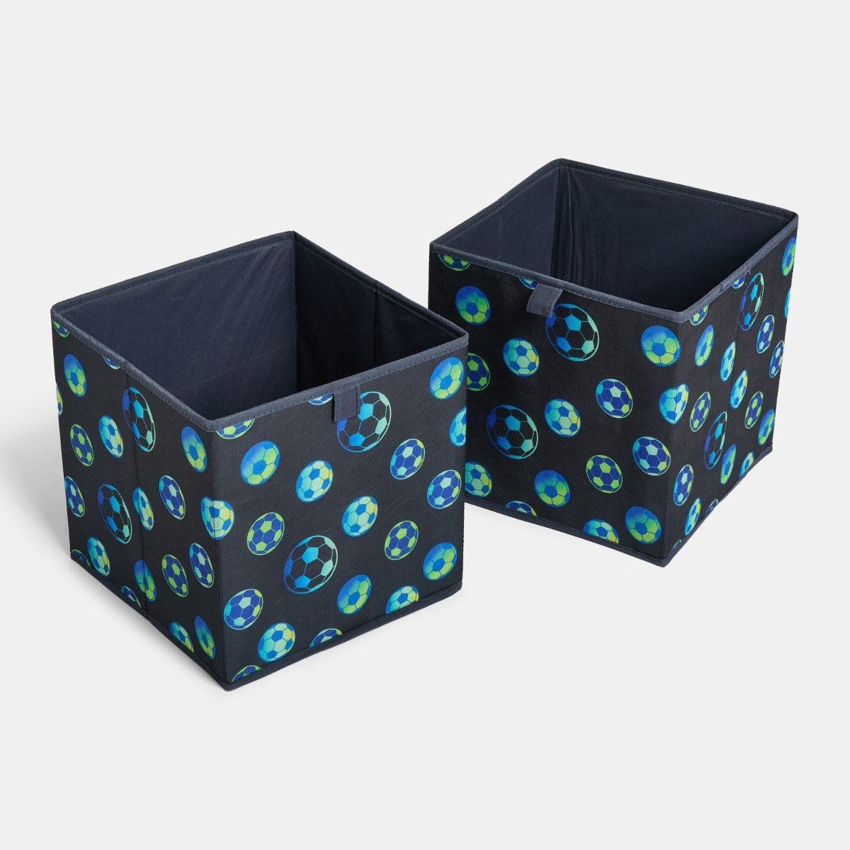 OHS Football Print Cube Storage Boxes, Navy - 2 Pack
