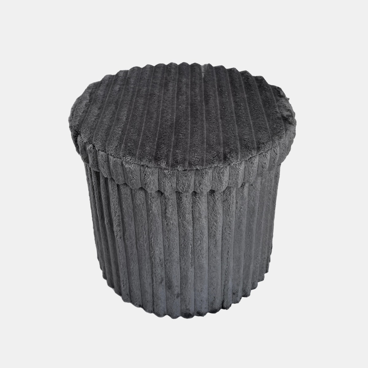 OHS Ribbed Foldable Round Storage Ottoman - Charcoal