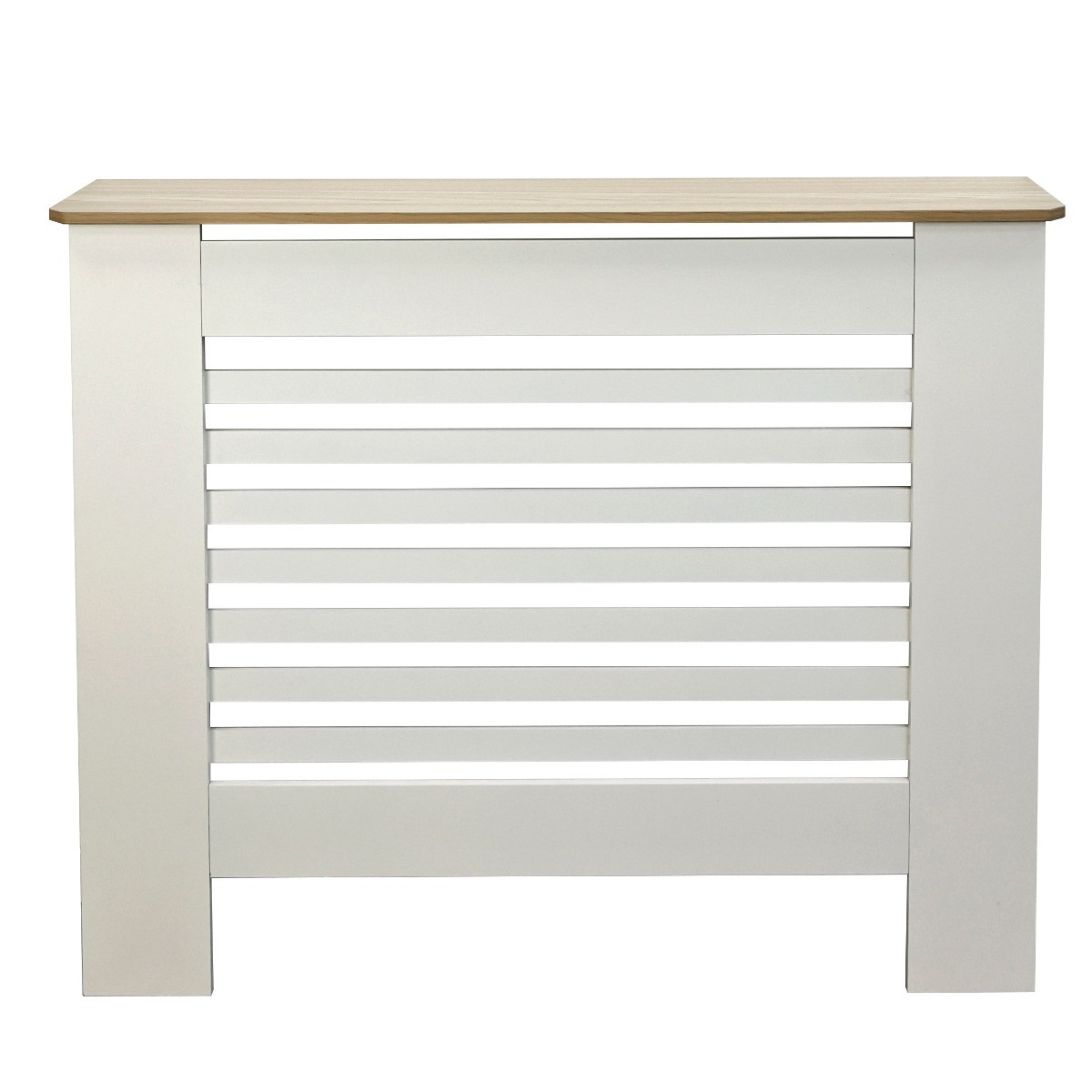 OHS Medium Wooden Radiator Cover with Oak Look Top - Cream