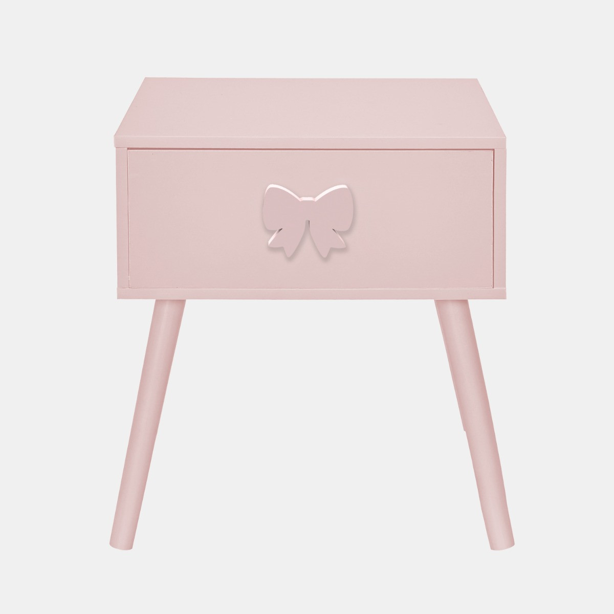 OHS Bow 1-Drawer Bedside Table - Light Pink