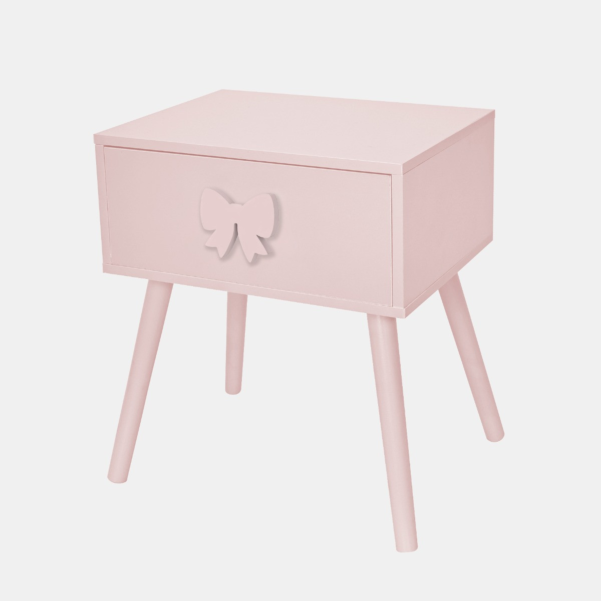 OHS Bow 1-Drawer Bedside Table - Light Pink