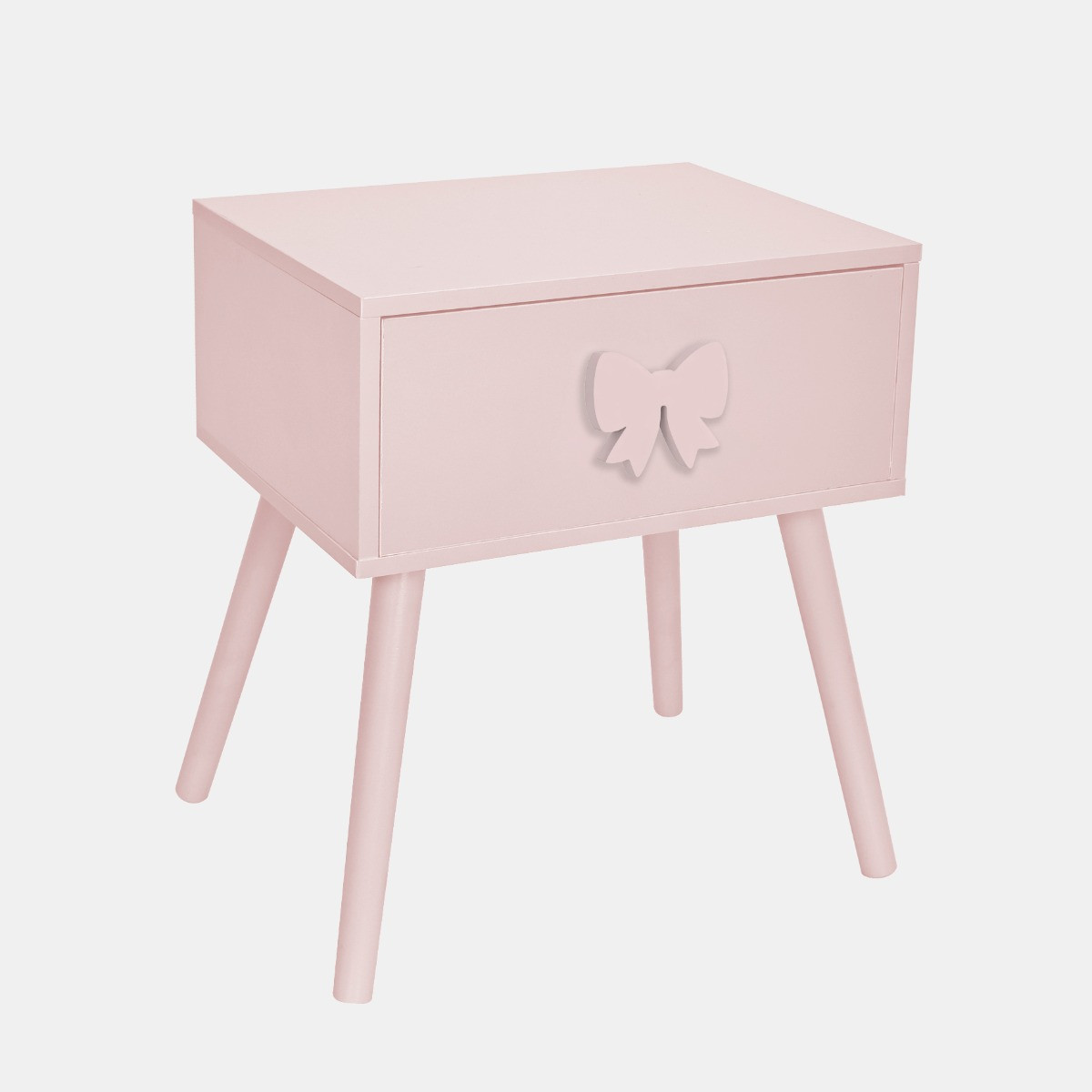 OHS Bow 1-Drawer Bedside Table - Light Pink