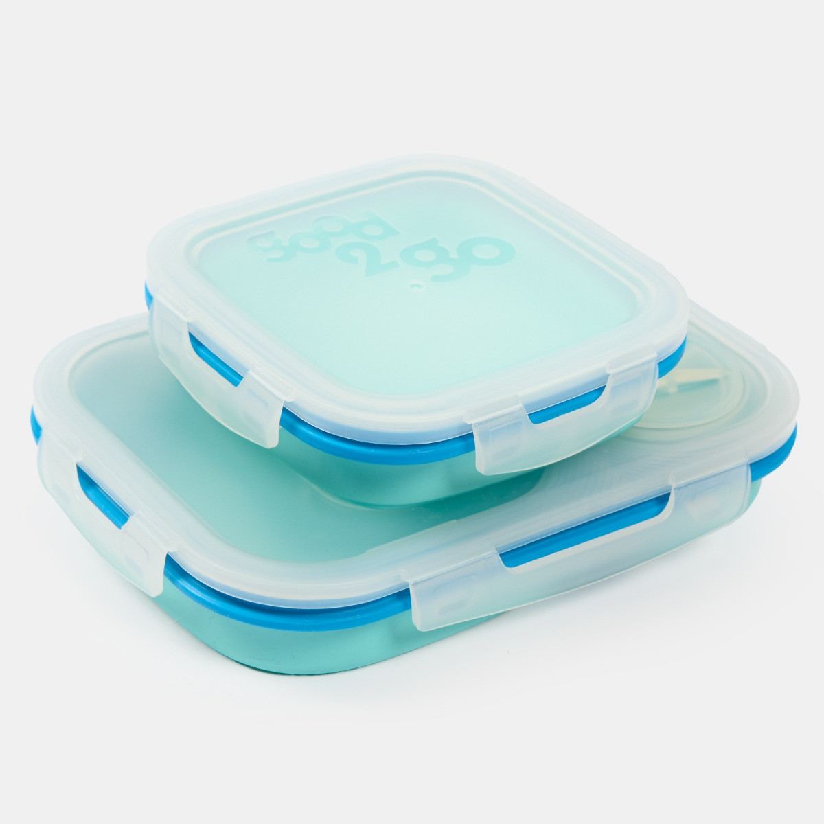 Good 2 Go Square 800ml & Rectangle 1.1ltr Tupperware Boxes - Pastel Blue