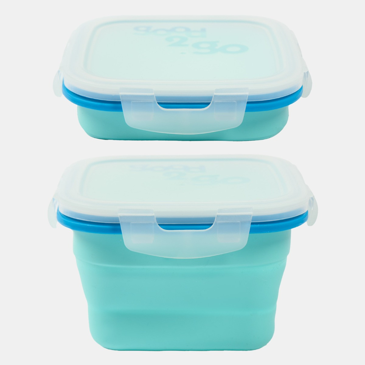 Good 2 Go Square 800ml & Rectangle 1.1ltr Tupperware Boxes - Pastel Blue