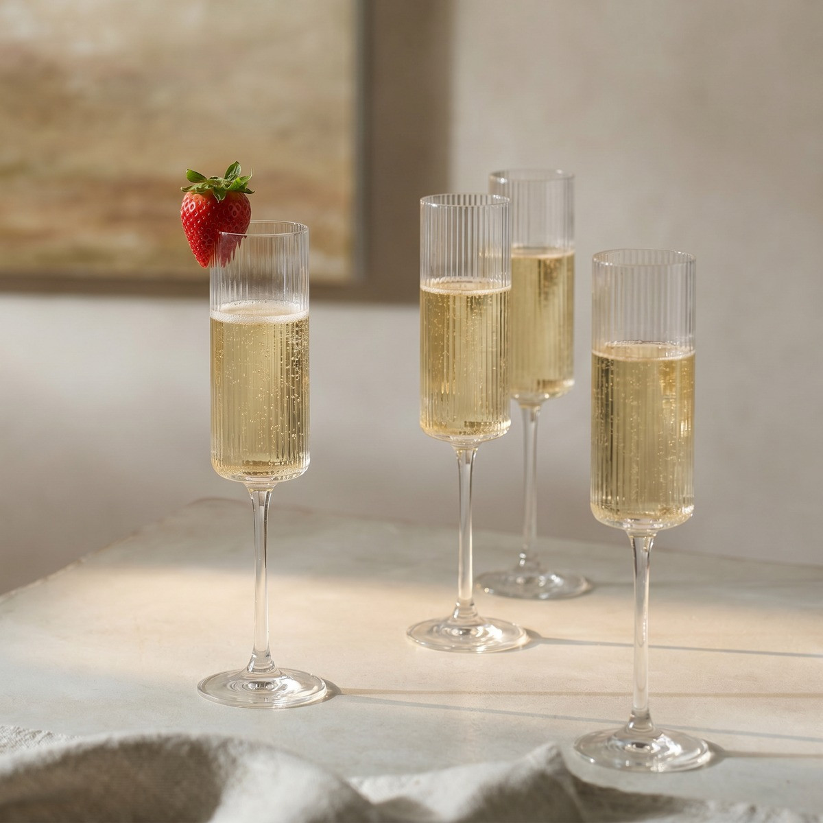 OHS Plastic Champagne Glasses, Clear - 4 Pack