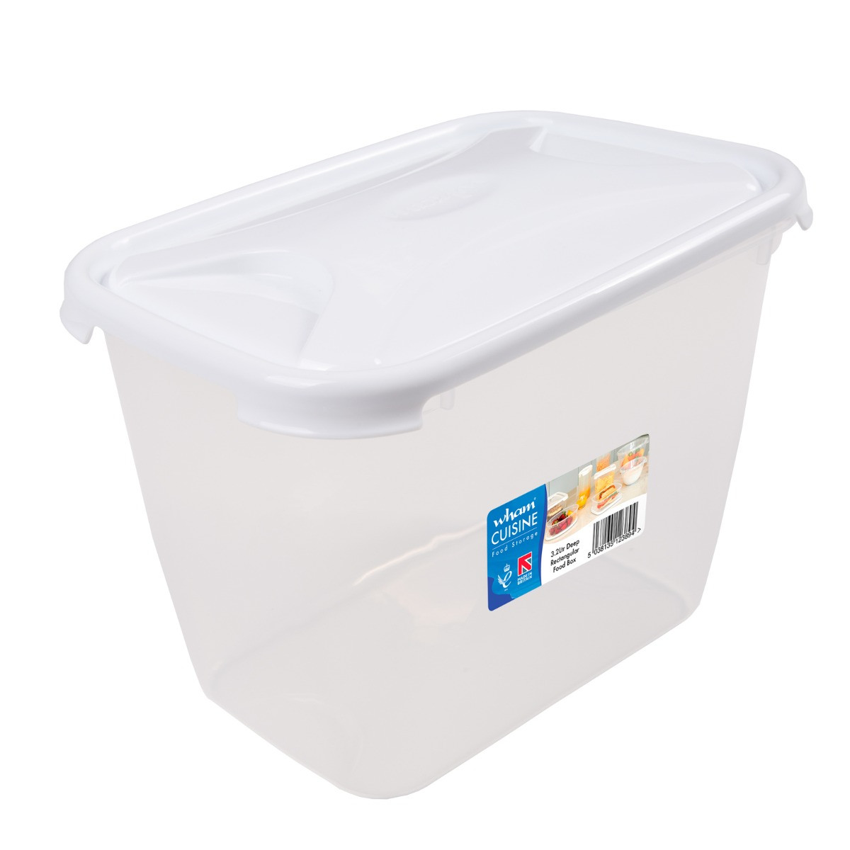 Wham Cuisine Deep Rectangular Food Box, White - 3.2 Litre