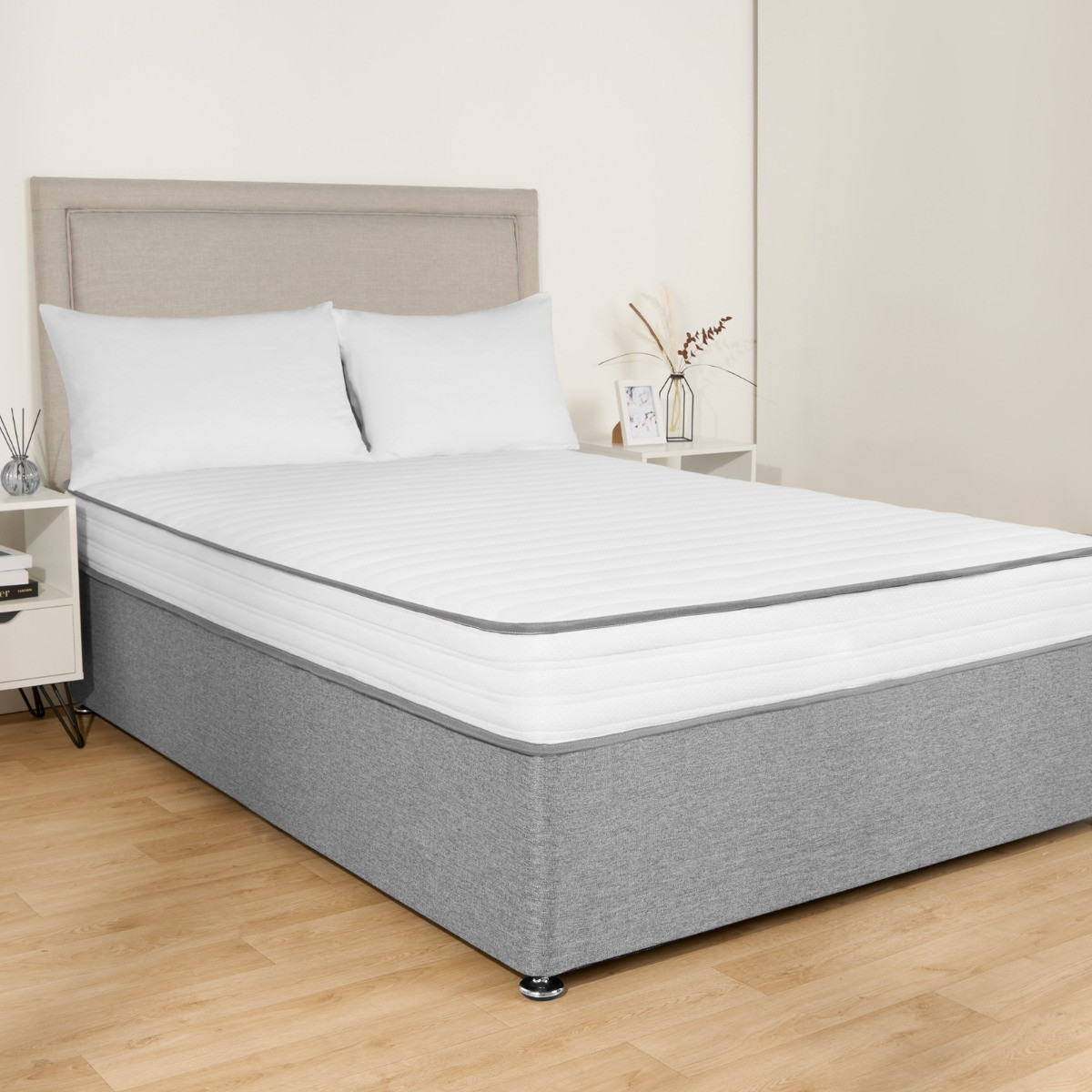 OHS Extra Comfort Memory Foam Spring Mattress, White – Double