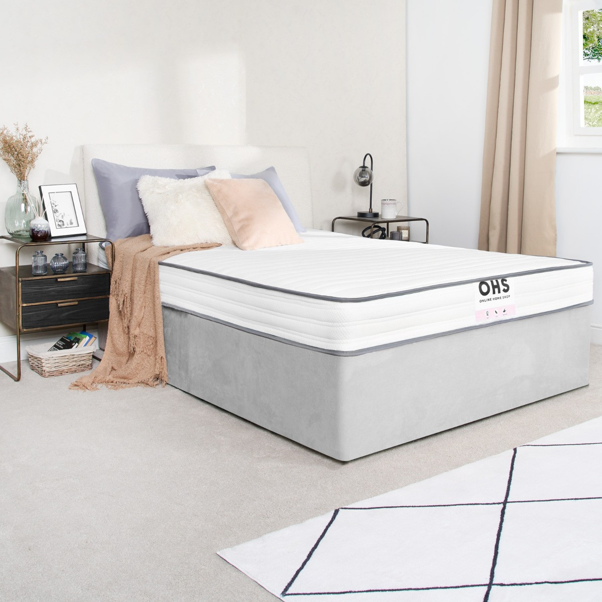 OHS Extra Comfort Memory Foam Spring Mattress, White – Double
