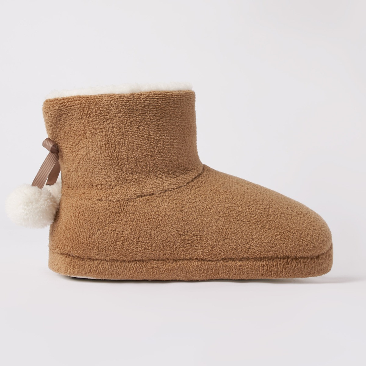OHS Fluffy Boot Slippers, Tan - Large