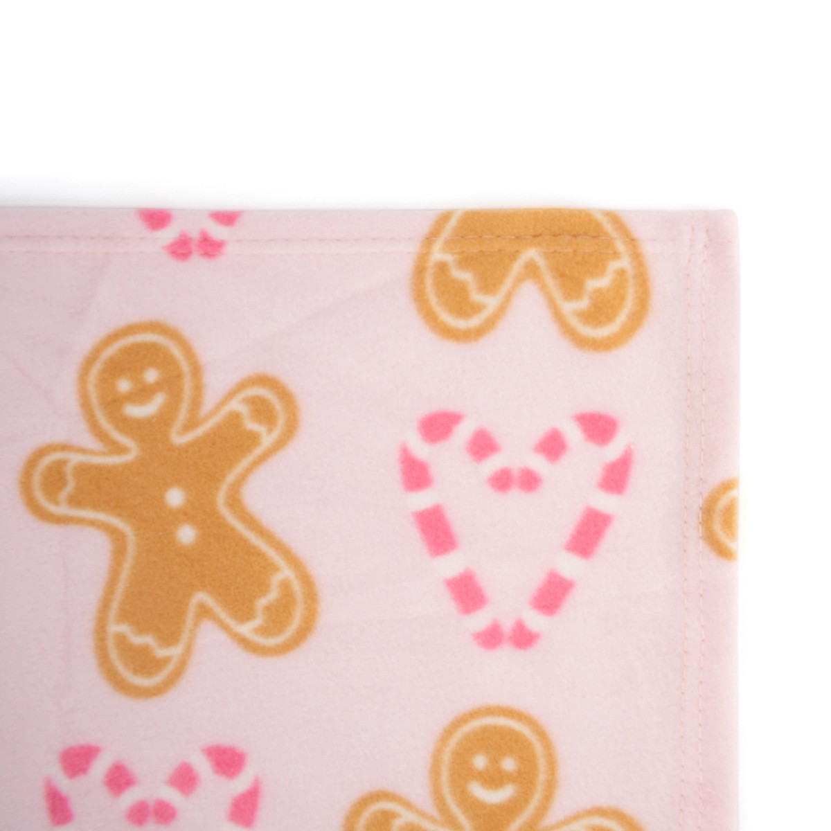 OHS Gingerbread Candy Cane Fleece Throw - Blush Pink