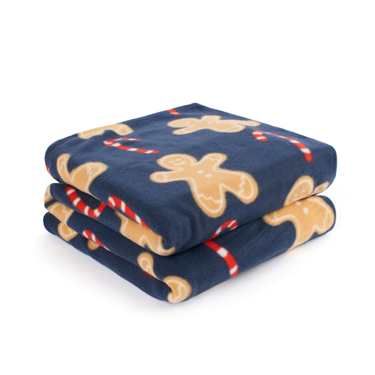 OHS Gingerbread Candy Cane Fleece Throw - Navy Blue