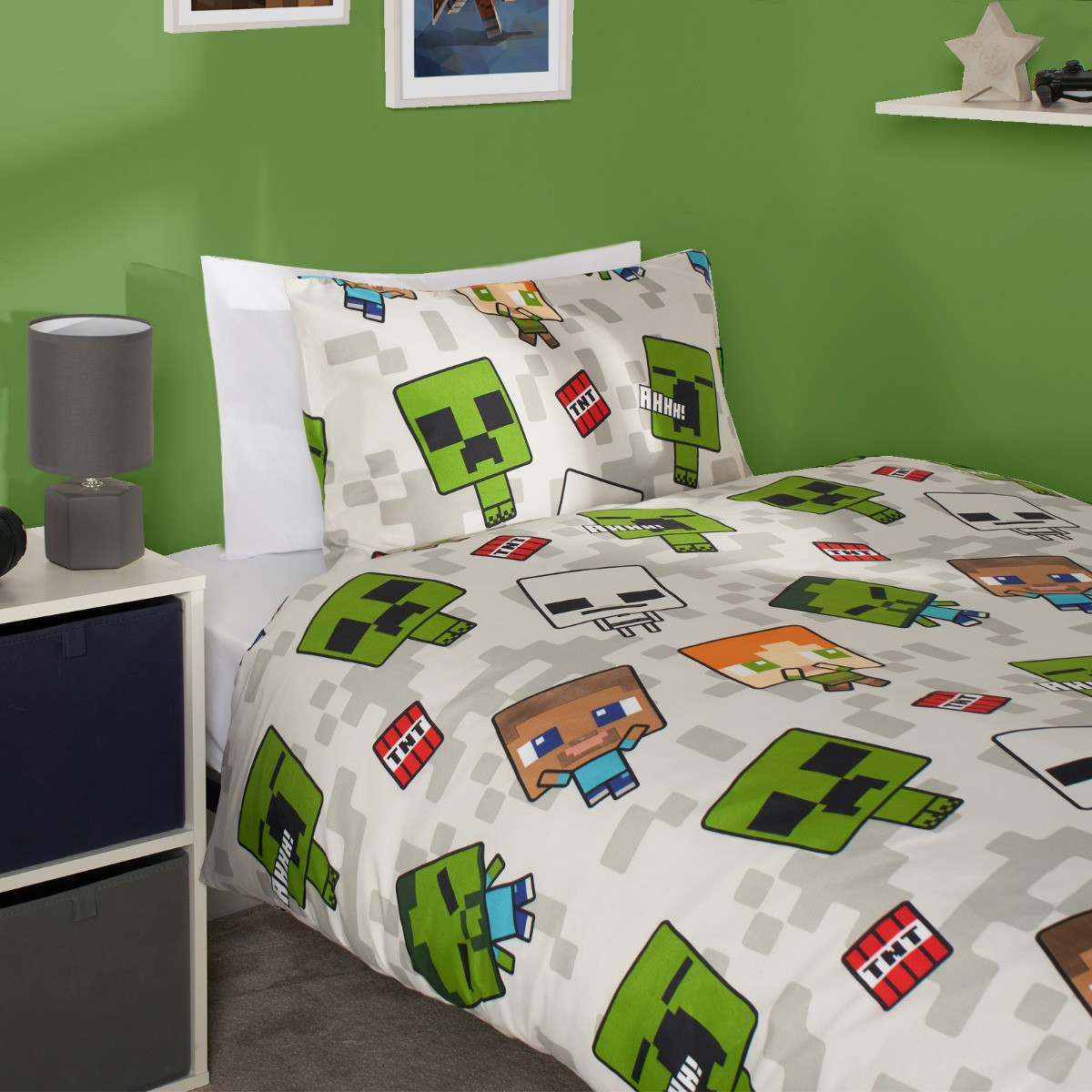Minecraft Reversible Duvet Set, Grey