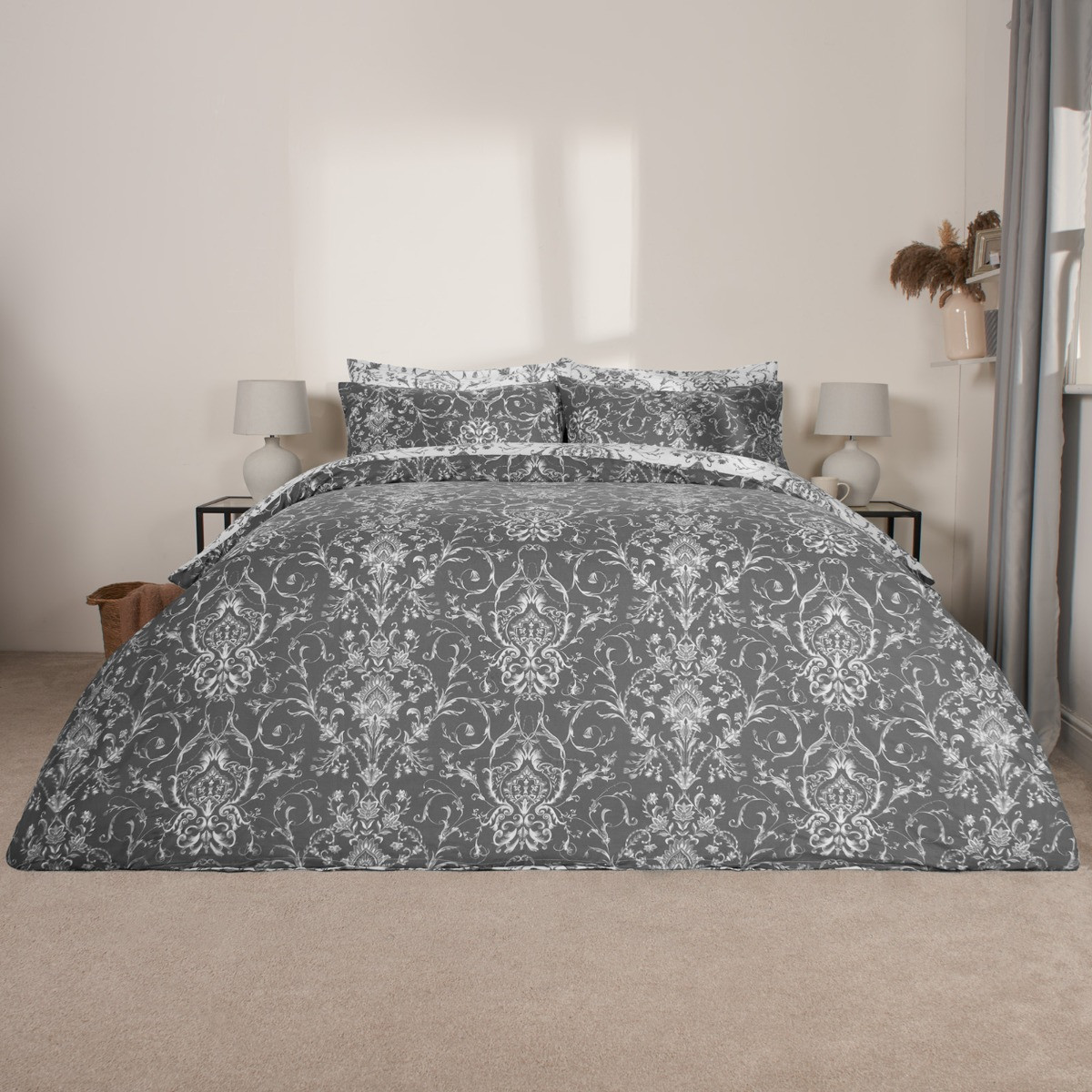 Dreamscene Paisley Duvet Set - Grey