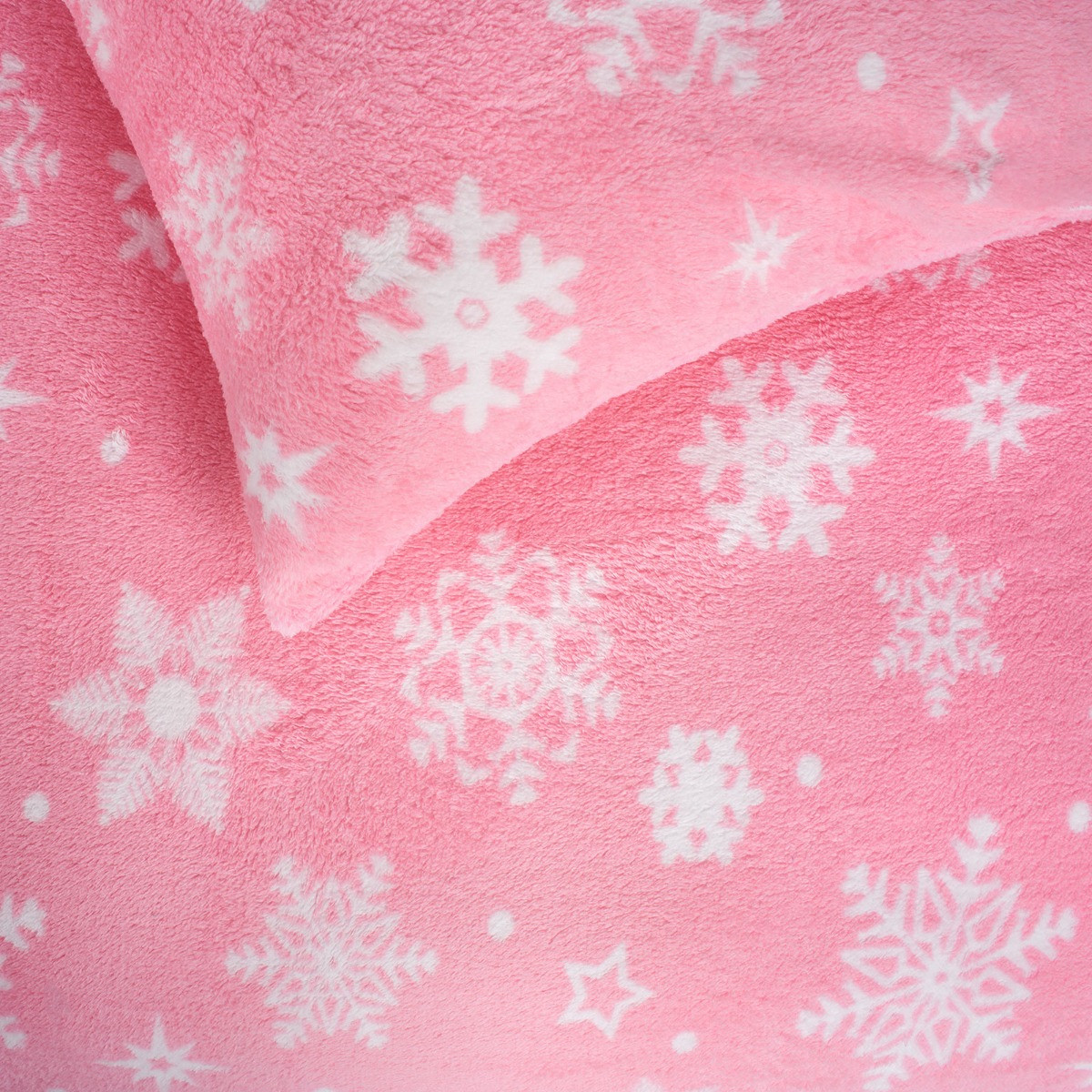 OHS Snowflake Teddy Duvet Set, Blush - Double