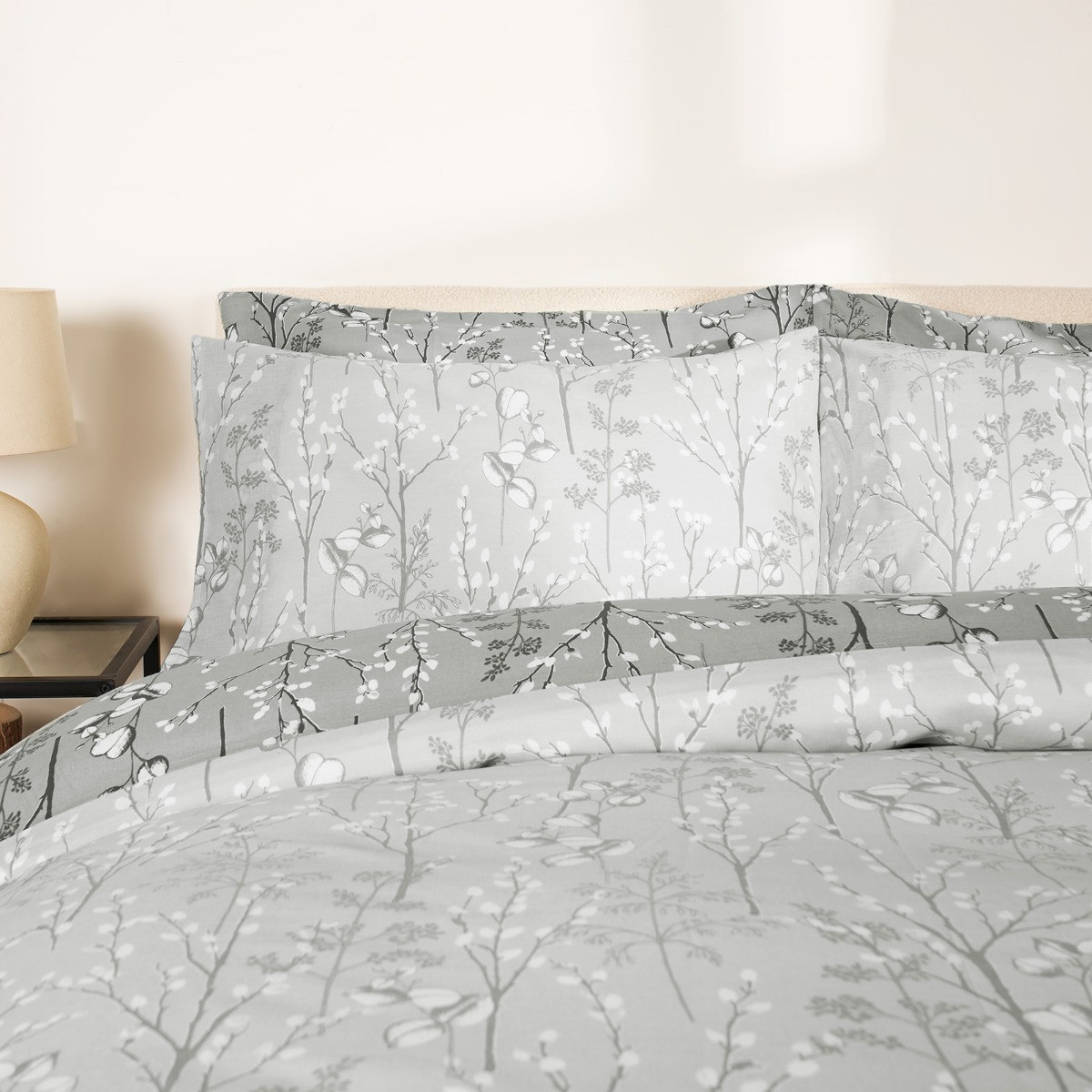 Dreamscene Willow Branch Duvet Set, Grey - Double