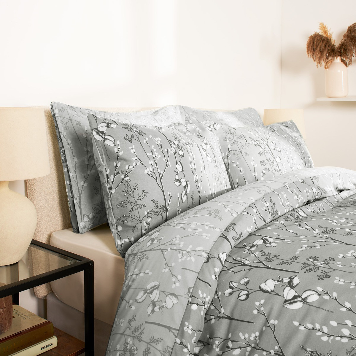 Dreamscene Willow Branch Duvet Set, Grey - Double