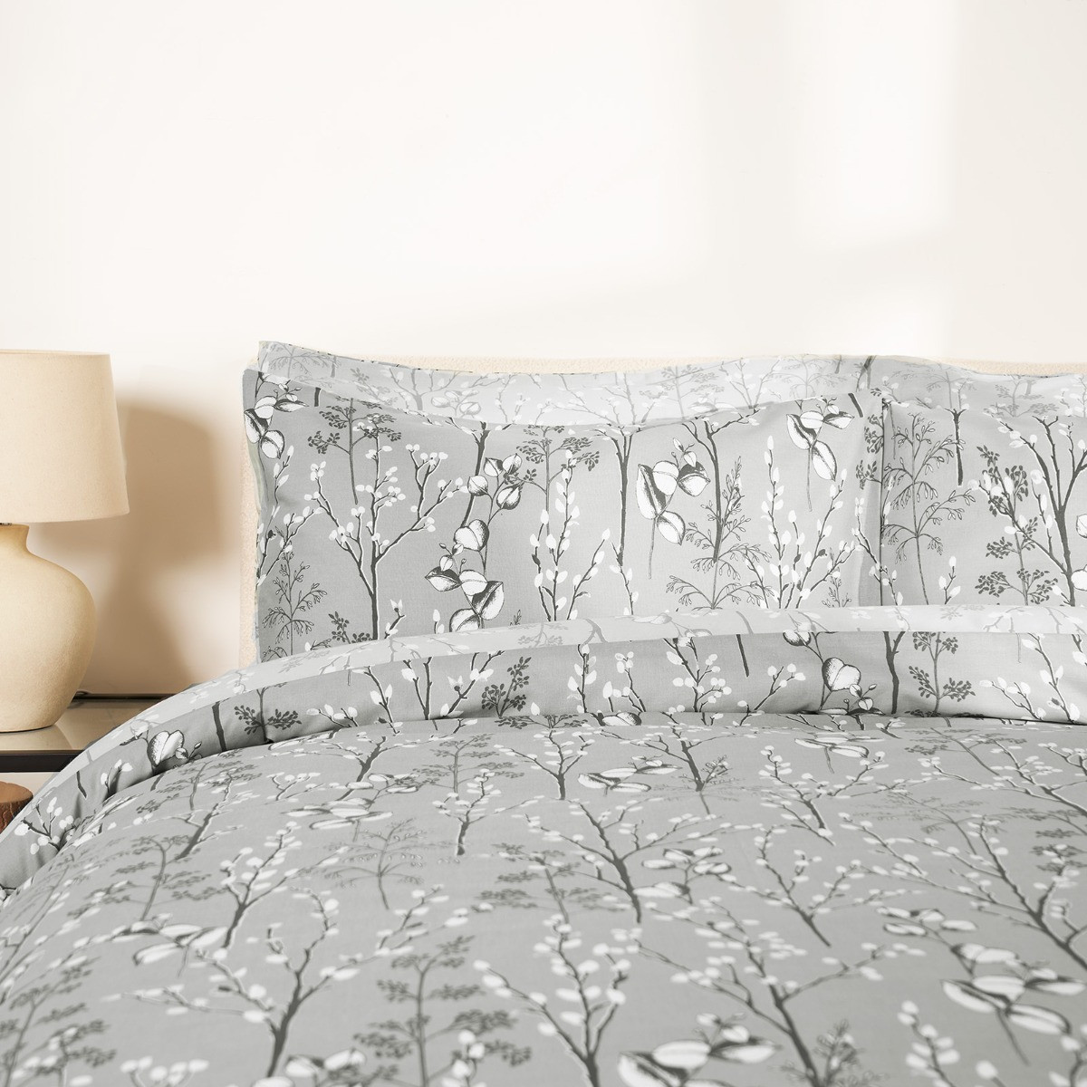 Dreamscene Willow Branch Duvet Set, Grey - Double