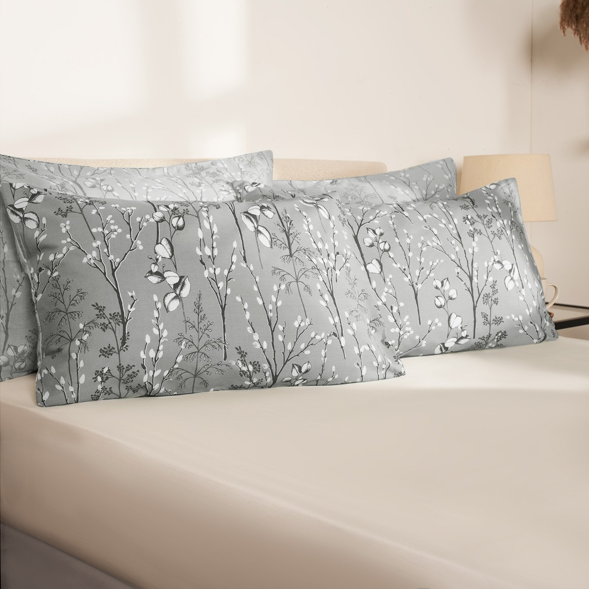 Dreamscene Willow Branch Duvet Set, Grey - Double