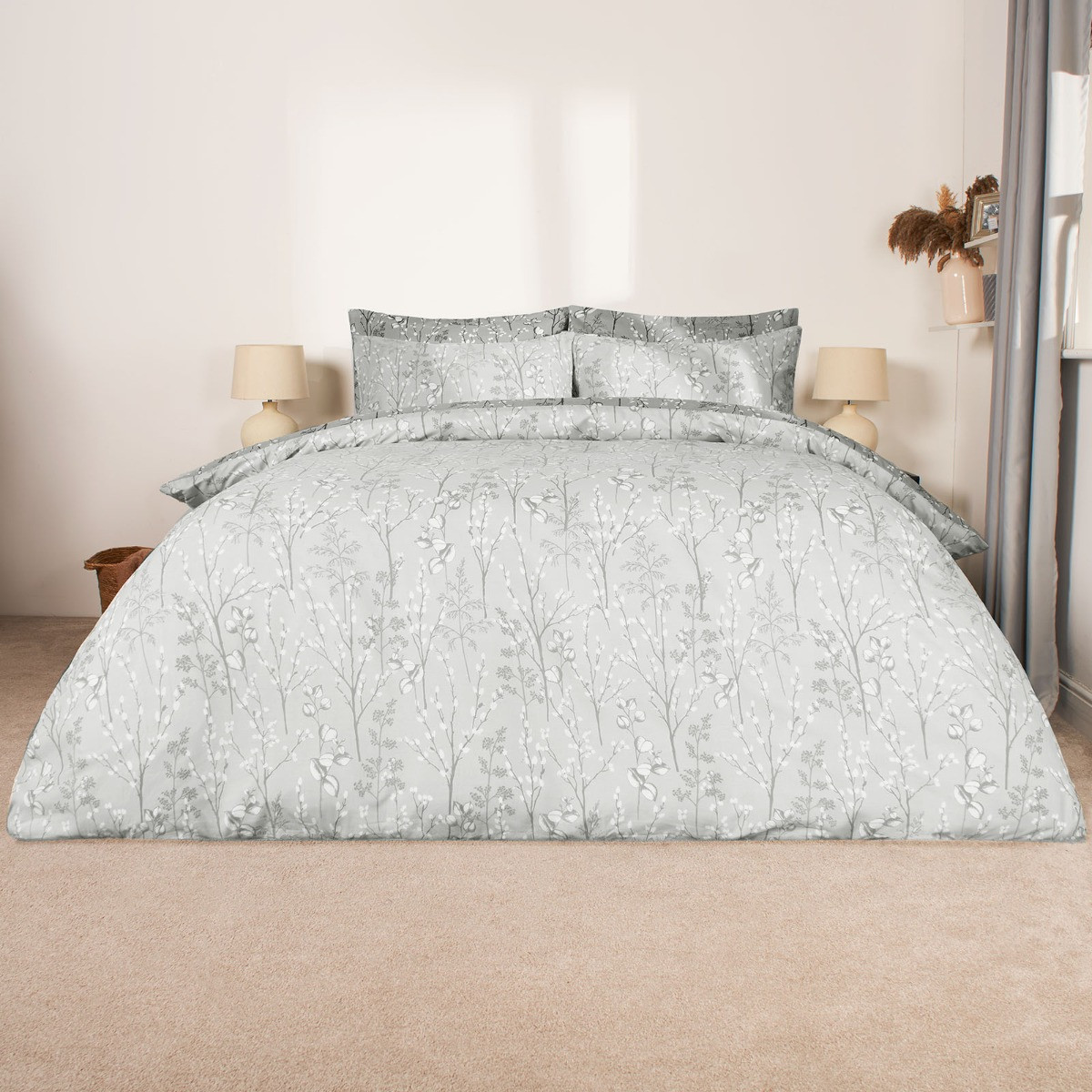 Dreamscene Willow Branch Duvet Set - Grey