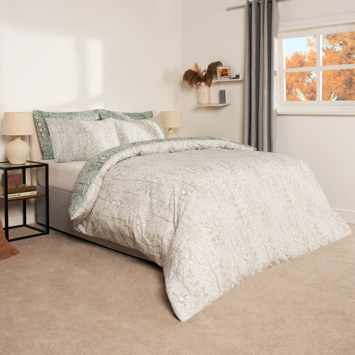 Dreamscene Willow Branch Duvet Set, Sage - Double