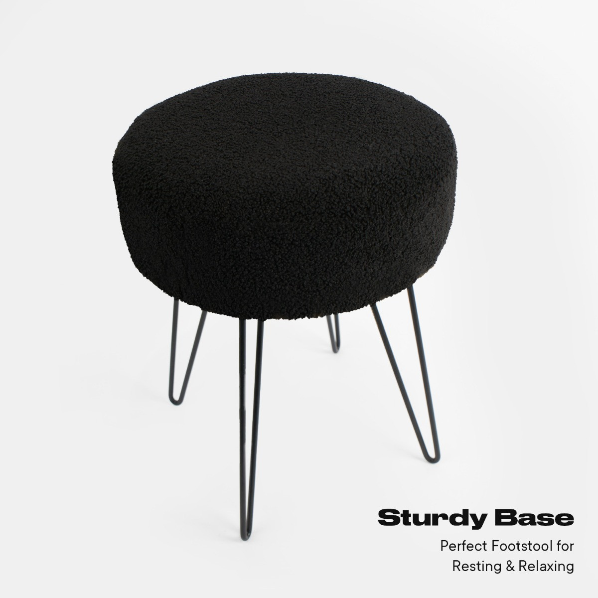 OHS Bouclé Hairpin Stool - Black