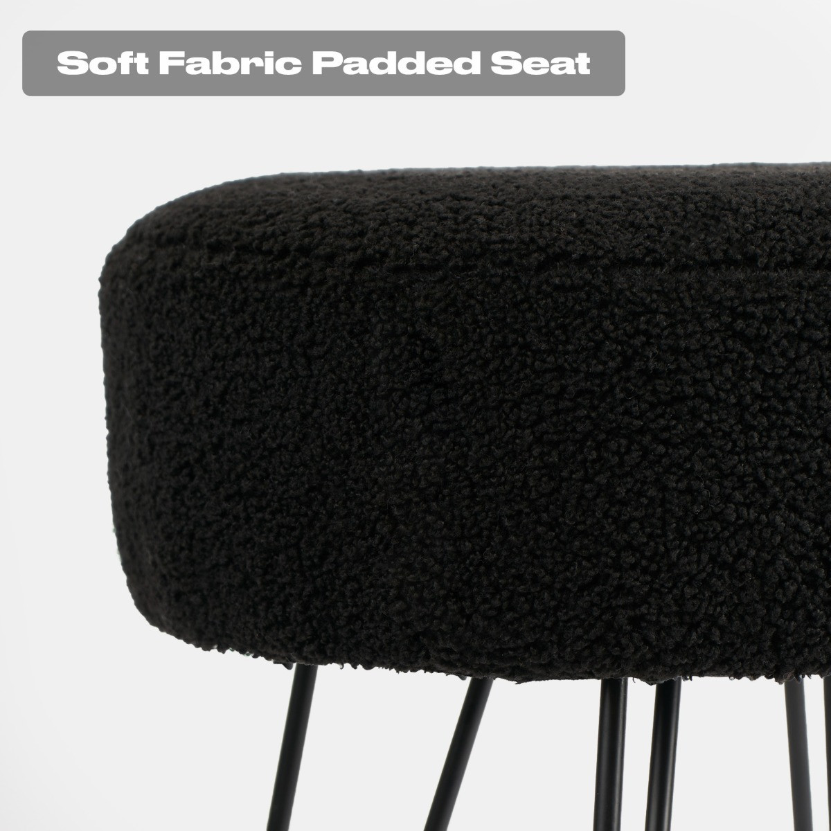 OHS Bouclé Hairpin Stool - Black