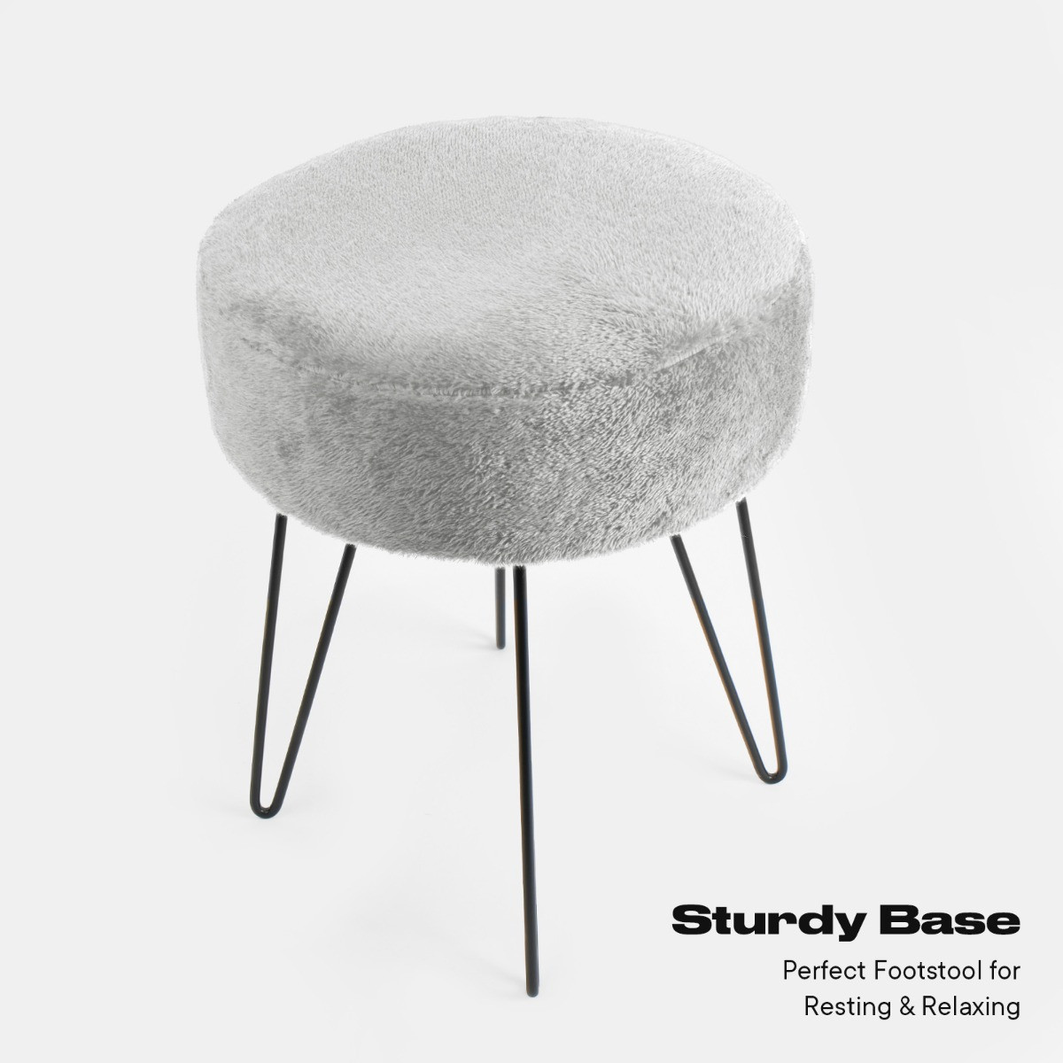OHS Teddy Fleece Hairpin Stool - Grey