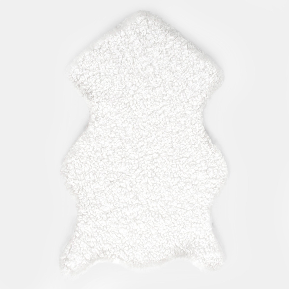 OHS Curly Sheepskin Faux Fur Rug, White - 60 x 90cm