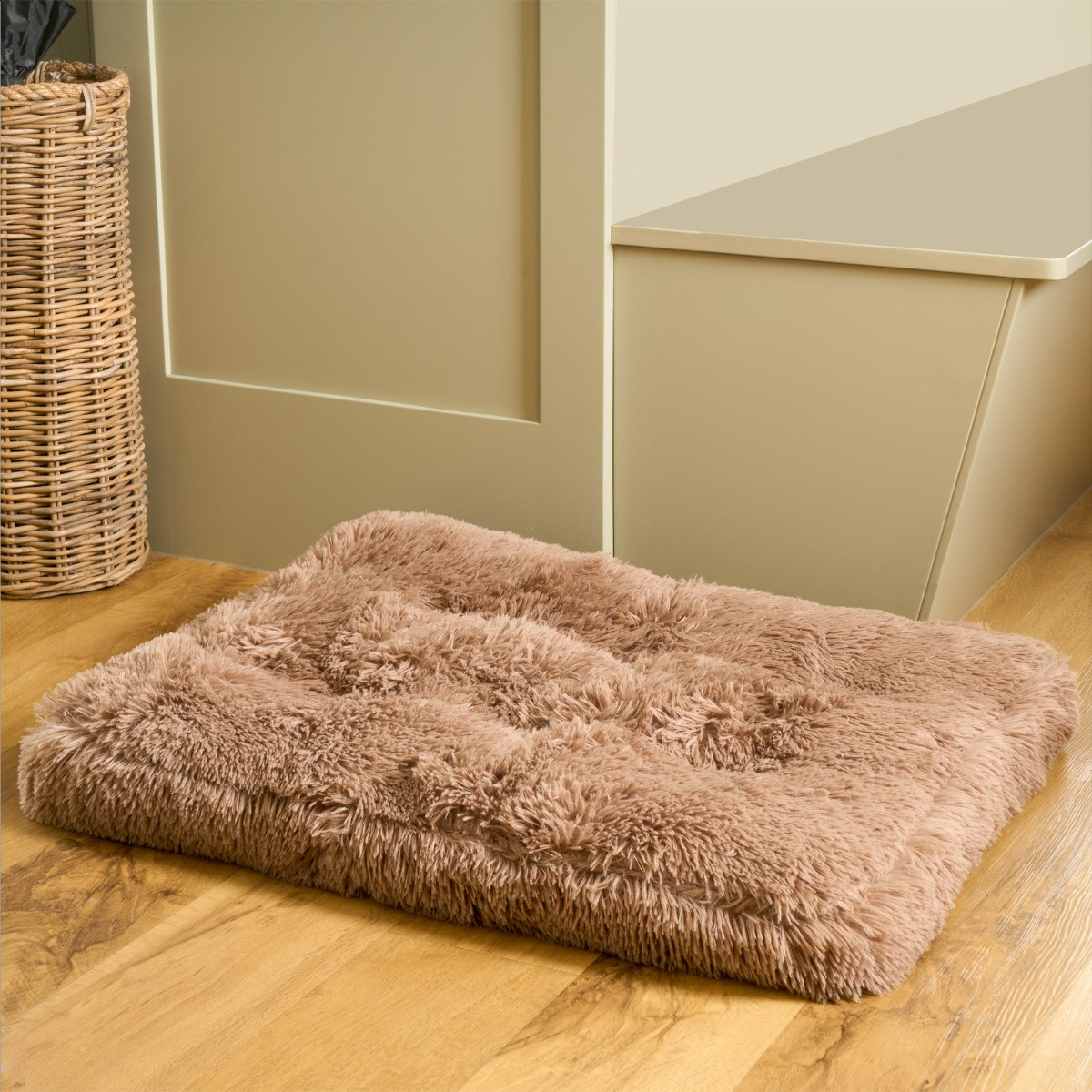OHS Rectangular Fluffy Mat Pet Bed - Mink