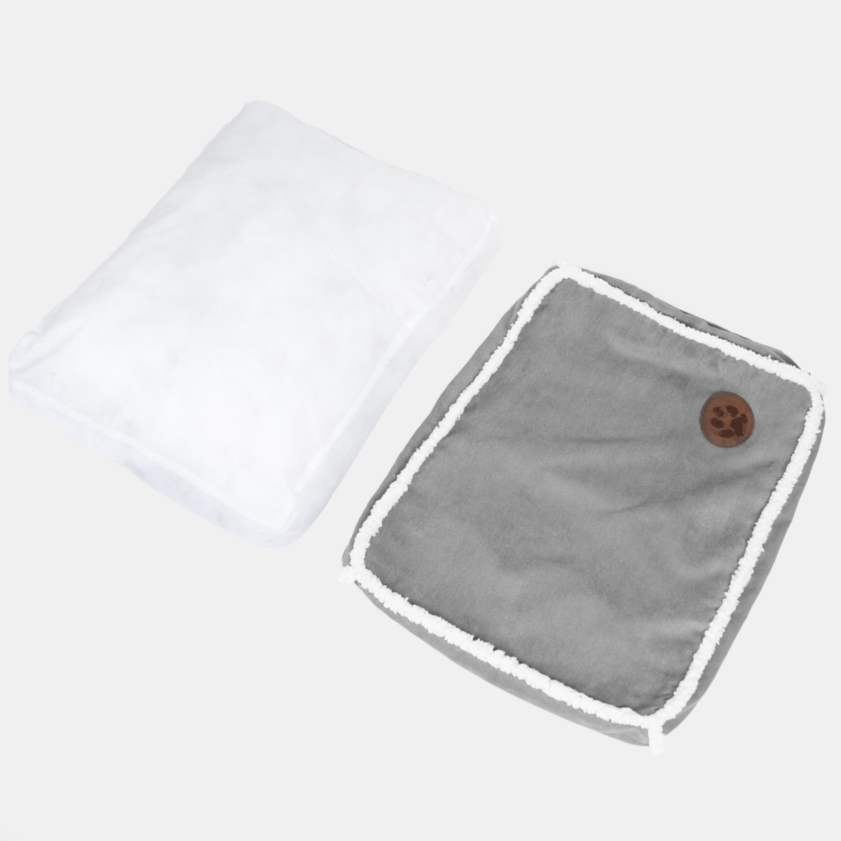 OHS Rectangular Sherpa Bind Mat Pet Bed - Grey/White