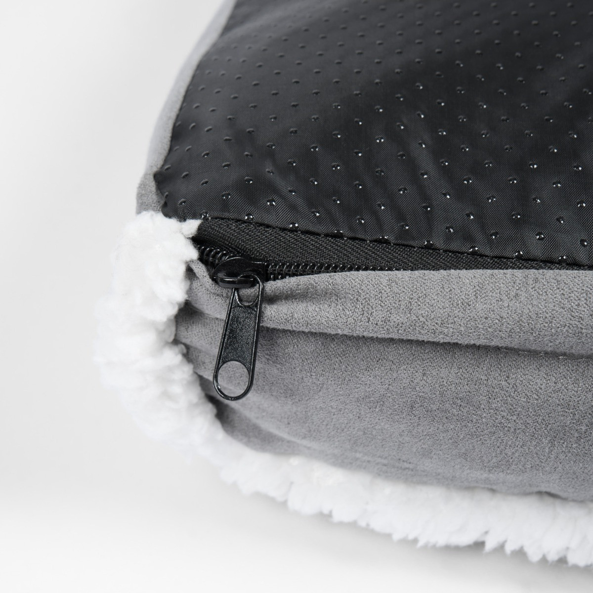OHS Rectangular Sherpa Bind Mat Pet Bed - Grey/White