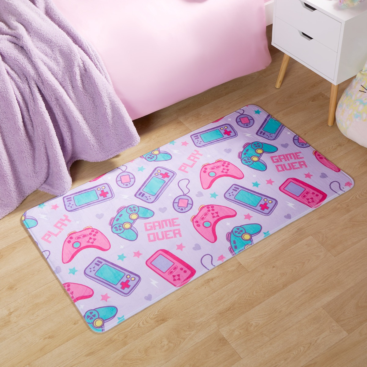 OHS Kids Washable Supersoft Gaming Rug - Lilac