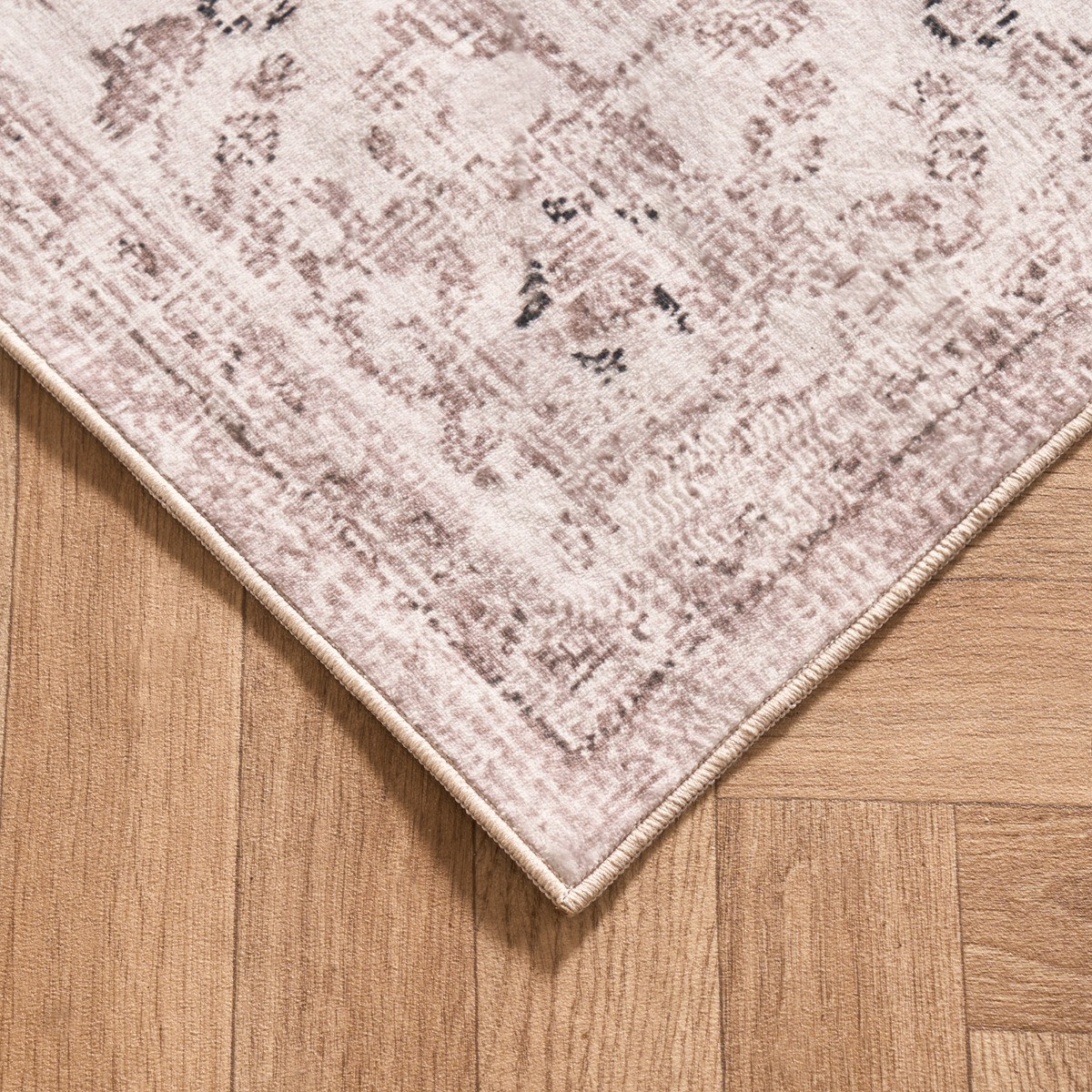 OHS Washable Vintage Printed Rug, Natural - 120 x 170 cm